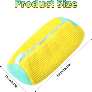 Shoe Washing Machine Bag, 2024 New Reusable Mesh Laundry Shoe Wash Bag Shoe Cleaning for All Shoes, Adjustable Shoes Laundry Bag Sneaker Washing Bag for 360° Cleaning White Shoes (Yellow)