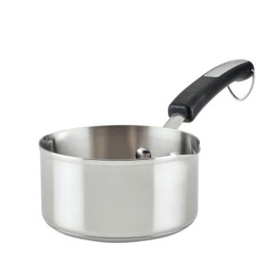 farberware brilliance stainless steel saucepan/saucepot with side spouts for easy pouring, 1 quart, dishwasher safe and induction ready, compatible with all cooktops, stainless steel