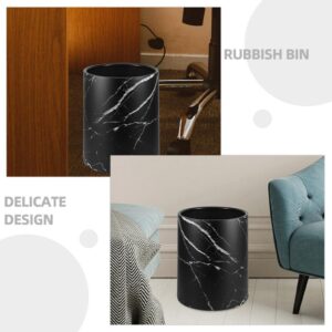 BESTOYARD Marble Trash Can 8L Round Garbage Bin Double Layer Waste Basket Container for Bathrooms Kitchens Home Office Hotel A