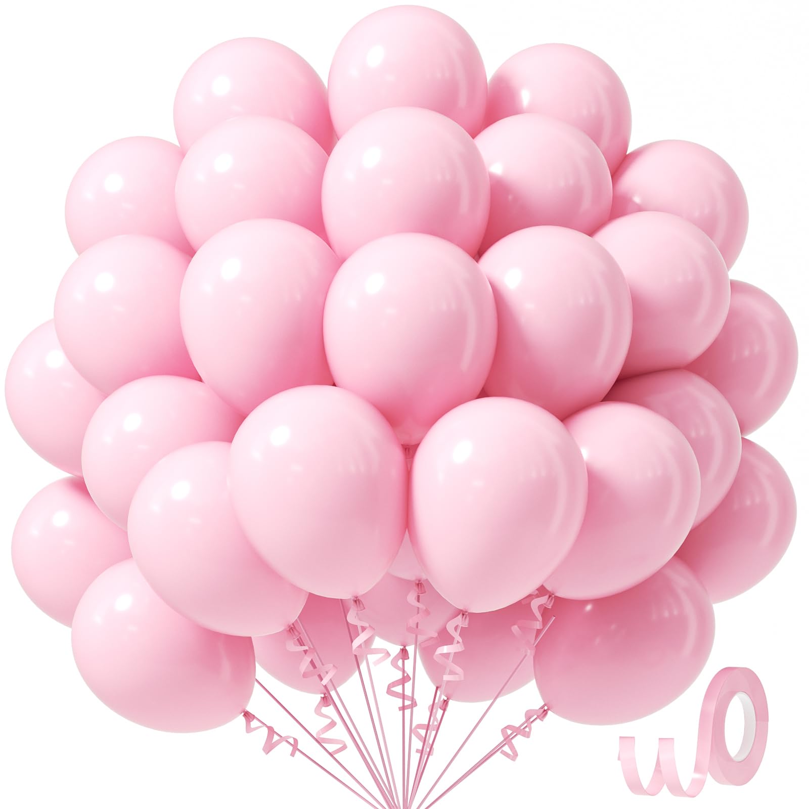 Awenztech Light Pink Balloons 12 inch, Pastel Pink Latex Balloons 50pcs Party Balloons for Graduation Bridal Baby Shower Gender Reveal Birthday Party Decorations