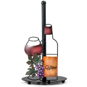 shinlar wine paper towel holder countertop - grape&wine decor for kitchen,farmhouse paper towels holder cute rustic country vintage kitchen decor,wine accessories for wine lovers gifts