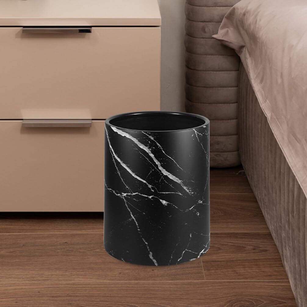 BESTOYARD Marble Trash Can 8L Round Garbage Bin Double Layer Waste Basket Container for Bathrooms Kitchens Home Office Hotel A