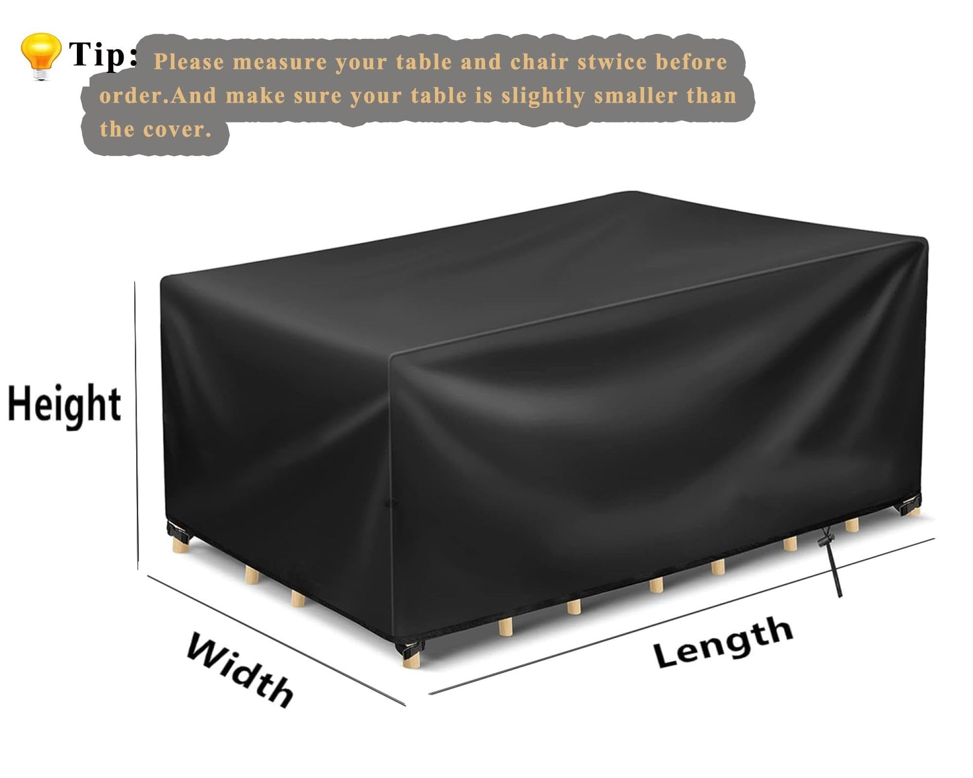 Outdoor Furniture Cover 55x28x30in/140x70x75cm /LxWxH Patio Table Cover Outdoor Furniture Heavy Duty Patio Furniture Cover/Outdoor Table Covers Weatherproof Garden Table Chair Cover Outside