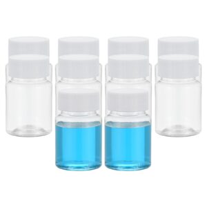 patikil 10 pcs 50ml reagent bottles, pet wide mouth round bottles with screw cap for lab water reagent liquids solid sample storage seal, transparent