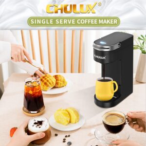 CHULUX Slim 2 in 1 Single Serve Coffee Maker for K Cup & Ground Coffee, Mini Travel One Cup Coffee Machine for Home, Desk, Kitchen and Bedroom, Fits Travel Mug