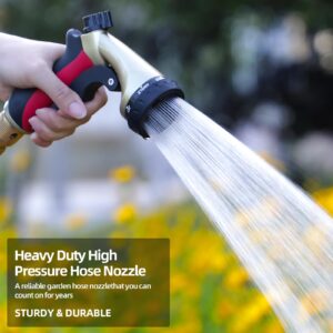 HVNPSH Garden Hose Sprayer Nozzle, Heavy Duty Water Hose Nozzle with 7 Spray Patterns, High Pressure Adjustment Button, Lockable Front Trigger, Watering Plants & Lawns, Washing Cars & Pets