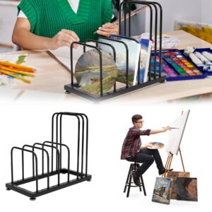 Table Top Art Canvas Storage Rack,Metal Adjustable 6 Tier Artwork Display Drying Stand,Artist Supply Organizer for Painting Boards,Drawing Papers,Panels,Plates,Frames (7.8" D x 15.7" W x 13.7" H)