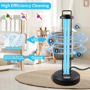 38W UV Sanitizer Light, Portable Ozone Ultraviolet Light with 3-Gear Timer and Remote Control, 110V Home Disinfection Device, 99.99% UVC Cleaning Ozone Lamp for Home, Office, Hotel, School