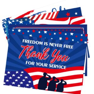 Fancy Land Veterans Day Thank You Cards Thank You for Your Service Military Appreciation Greeting Card with Envelope Stickers for Patriotic Memorial Independence Day 24 Pcs