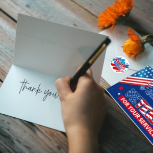 Fancy Land Veterans Day Thank You Cards Thank You for Your Service Military Appreciation Greeting Card with Envelope Stickers for Patriotic Memorial Independence Day 24 Pcs