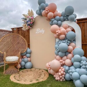 Awenztech 110pcs Dusty Blue Balloons, 18 12 10 5 inch Dusty Blue Balloons Different Sizes Dusty Blue Balloon Arch Kit for Bridal Shower Gender Reveal Baby Shower Birthday Party Decorations