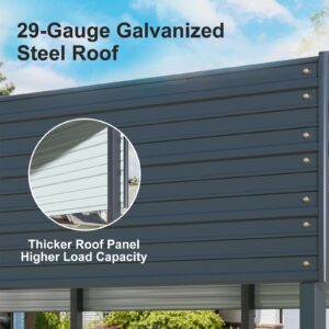 WELYAS 20×12 FT Heavy Duty Carport Canopy with Galvanized Steel Frame and Roof, All Metal Carport Garage, Car Shelter for Trucks, Boats, Tractors