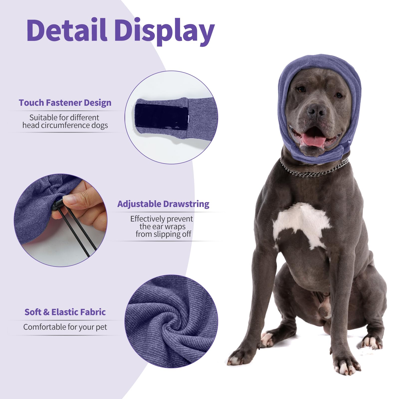 Nanaki Dog Calming Hoodie No Shake Ear Wraps for Dogs Ear Protection Ear Dog Cover Muffs Dog Head Warp Anxiety Relief Dog Hematoma Ear Wrap Head Cover The Grooming and Force Drying Dog Ear Protector