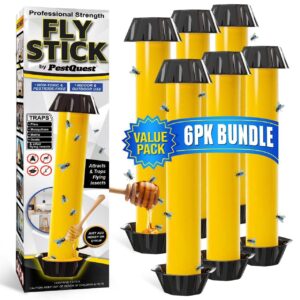 sticky fly stick (6 pack), fly stick for mosquitoes, sticky trap for flies gnats wasp flying insects, bug catcher, indoor or outdoor use, ready to use home