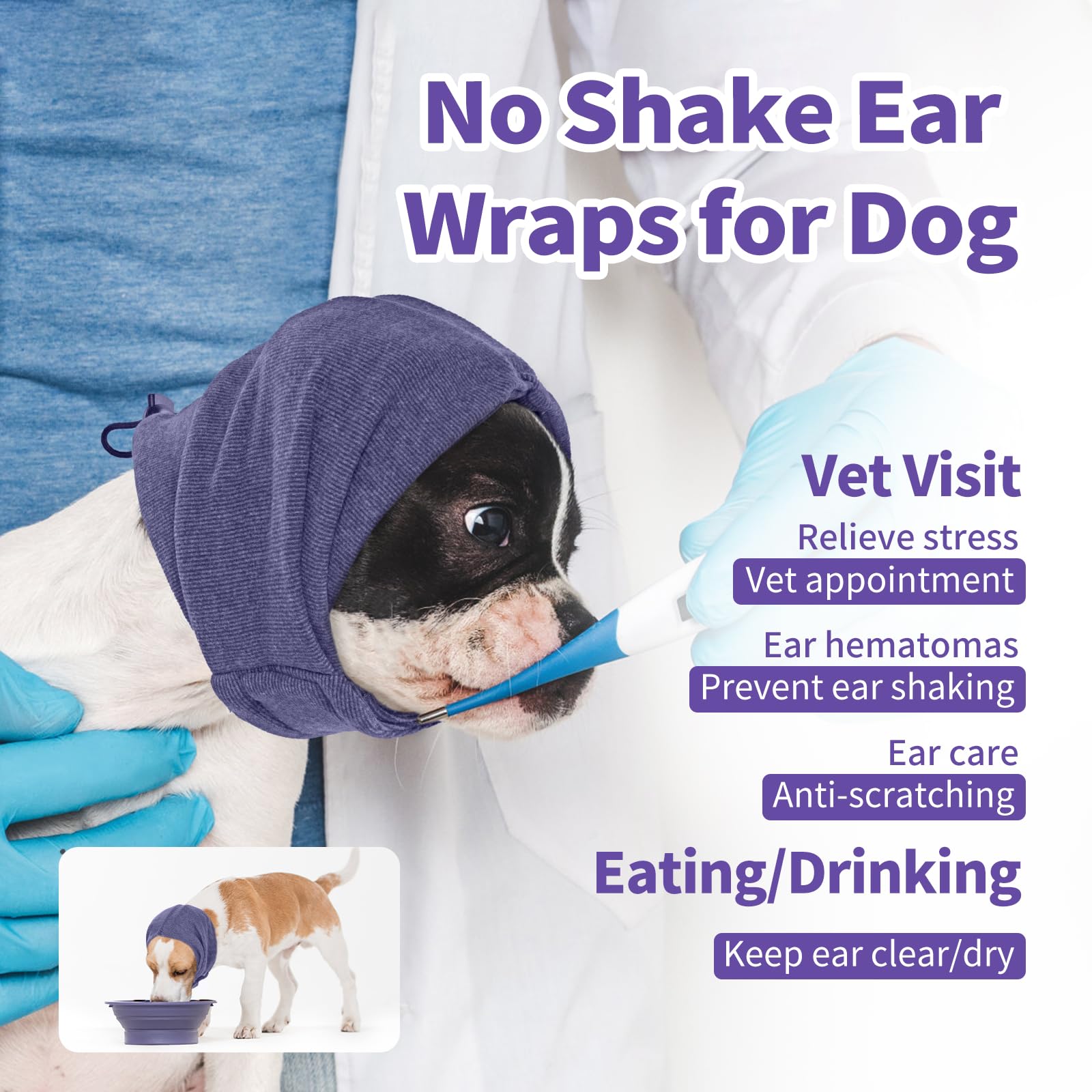 Nanaki Dog Calming Hoodie No Shake Ear Wraps for Dogs Ear Protection Ear Dog Cover Muffs Dog Head Warp Anxiety Relief Dog Hematoma Ear Wrap Head Cover The Grooming and Force Drying Dog Ear Protector