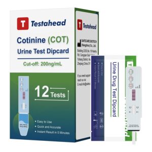 t testahead nicotine test kit at home, nicotine test strips to detect cotinine in urine, home use nicotine drug test cotinine urine test, accurate results in 5 minutes, 12 individually wrapped pouches