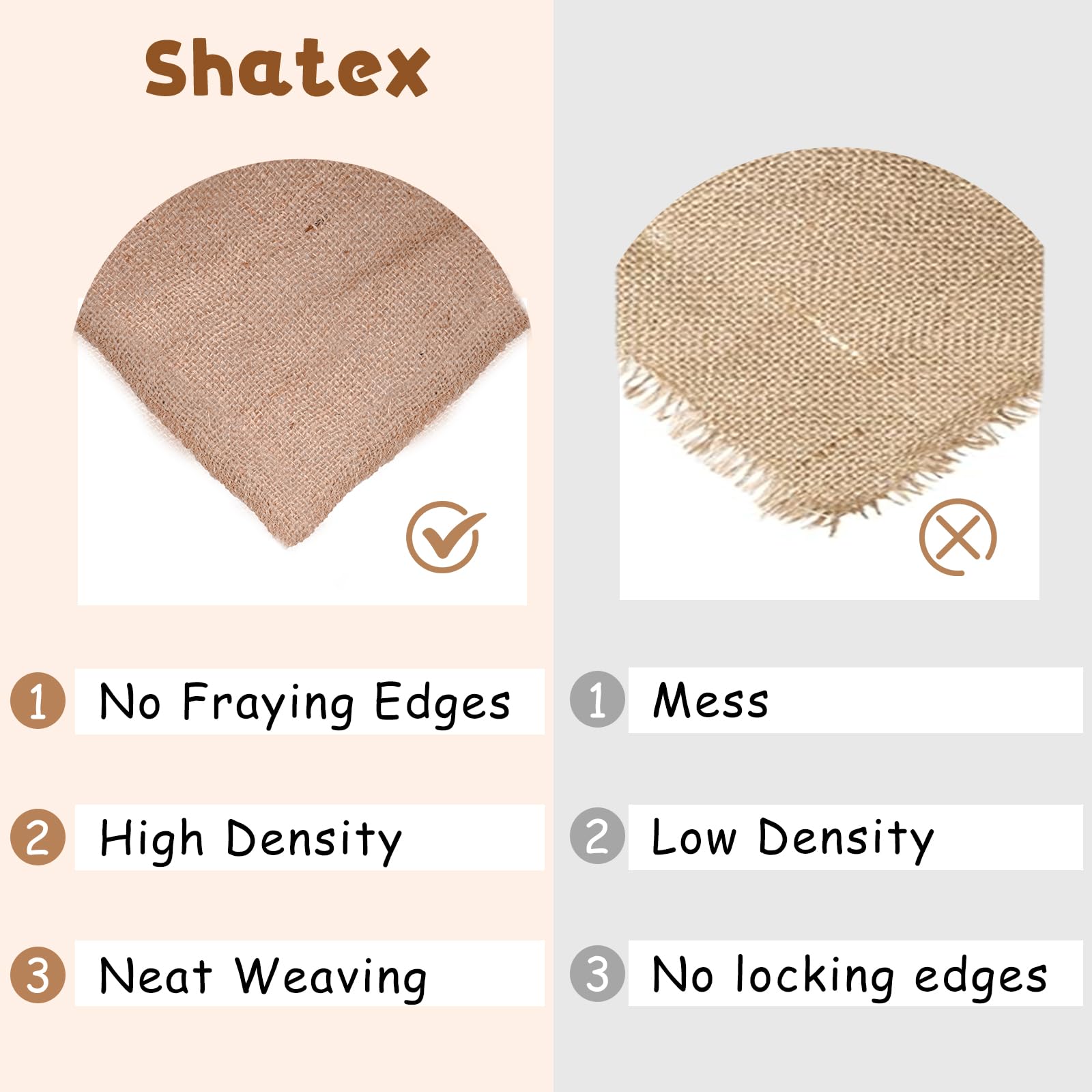 Shatex Natural Burlap Roll,12inch x 30ft High Density Burlap Fabric for Craft Projects,Table Runners,Weddings Decor,Christmas Decorations