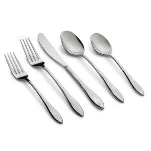 cambridge cassis textured mirror piece flatware set, 20 count, no color