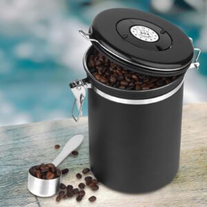 Ohtomber Coffee Canister Storage Container - 22OZ Stainless Steel Airtight Coffee Bean Storage Grounds Container with Date Tracker & Measuring Scoop, Kitchen Food Container Jar for Cereal, Sugar, Tea