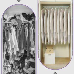 Clear Garment Bags for Hanging Clothes 12 Packs Suit Bags for Closet Storage Hanging Clothes Plastic Garment Bags Dress Bag for Suits, Coats 24'' x 40''