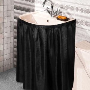 windkream fabric sink skirt diamond bathroom stitch black self stick adhesive waterproof fabric under sink curtain skirt 55 x 32 inch sinks adds bathroom storage