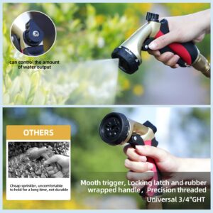 HVNPSH Garden Hose Sprayer Nozzle, Heavy Duty Water Hose Nozzle with 7 Spray Patterns, High Pressure Adjustment Button, Lockable Front Trigger, Watering Plants & Lawns, Washing Cars & Pets