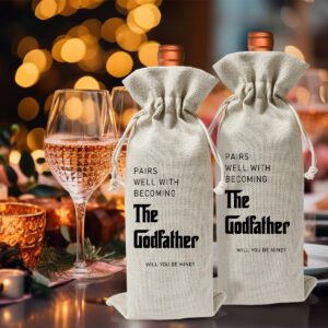 Godfather Proposal Gift Wine Bag, Pairs Well With Becoming A Godfather, Appreciation Christening Thank You Gift For New Godfather, Baby Shower or Party Favor, Baptism Decor, Baby Announcement Gift