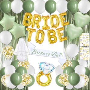 sage green bachelorette party decorations bride to be bridal shower decorations with balloons bride to be sash fringe curtain for bachelorette engagement wedding party favors bridal shower decor