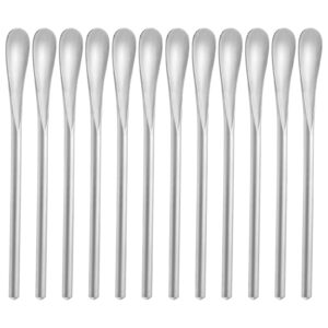 12-piece 5-inch stainless steel coffee stirring spoon, cocktail stirring stick with 12.8 cm length, small spoon with round handle, reusable ice tea spoon, bar spoon. dishwasher safe.