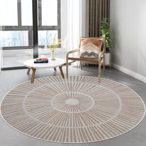 lacomfy modern rug 6ft round abstract bedroom carpet circle contemporary sunshine living room floor mat nonslip dining room area rug non shedding washable throw rug for home decor, coffee