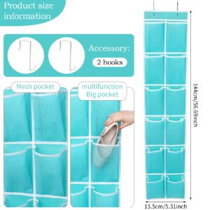 GOMAJI Over the Door Hanging Shoe Organizer, 12 Pockets, Turquoise