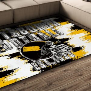 Pittsburgh Living Room Rug for Bedroom Machine Washable Football Sports Area Rugs Carpet Non-Slip Backing for Boys and Man Cave Decor 5x7