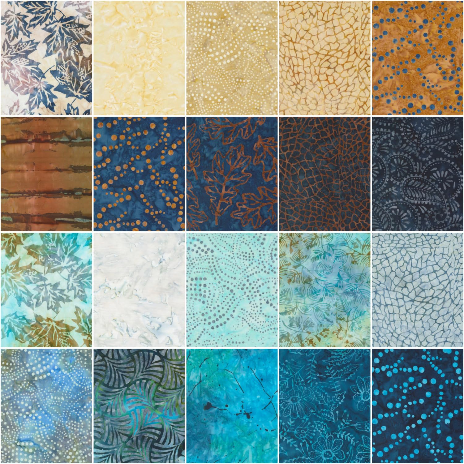 Blue Ridge Batiks Charm Pack by Moda; 42-5 inch Precut Fabric Quilt Squares