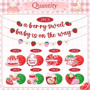 Refavor Strawberry Baby Shower Decorations - A Berry Sweet Baby Is on the Way Banner Decorations Cute Strawberry Shortcake Decorations Strawberry Sweet Baby Hanging Swirls Ceiling Decorations Girls