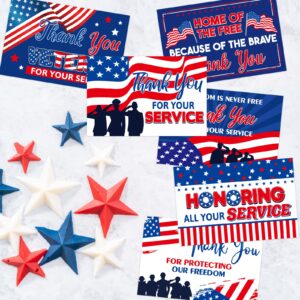 Fancy Land Veterans Day Thank You Cards Thank You for Your Service Military Appreciation Greeting Card with Envelope Stickers for Patriotic Memorial Independence Day 24 Pcs