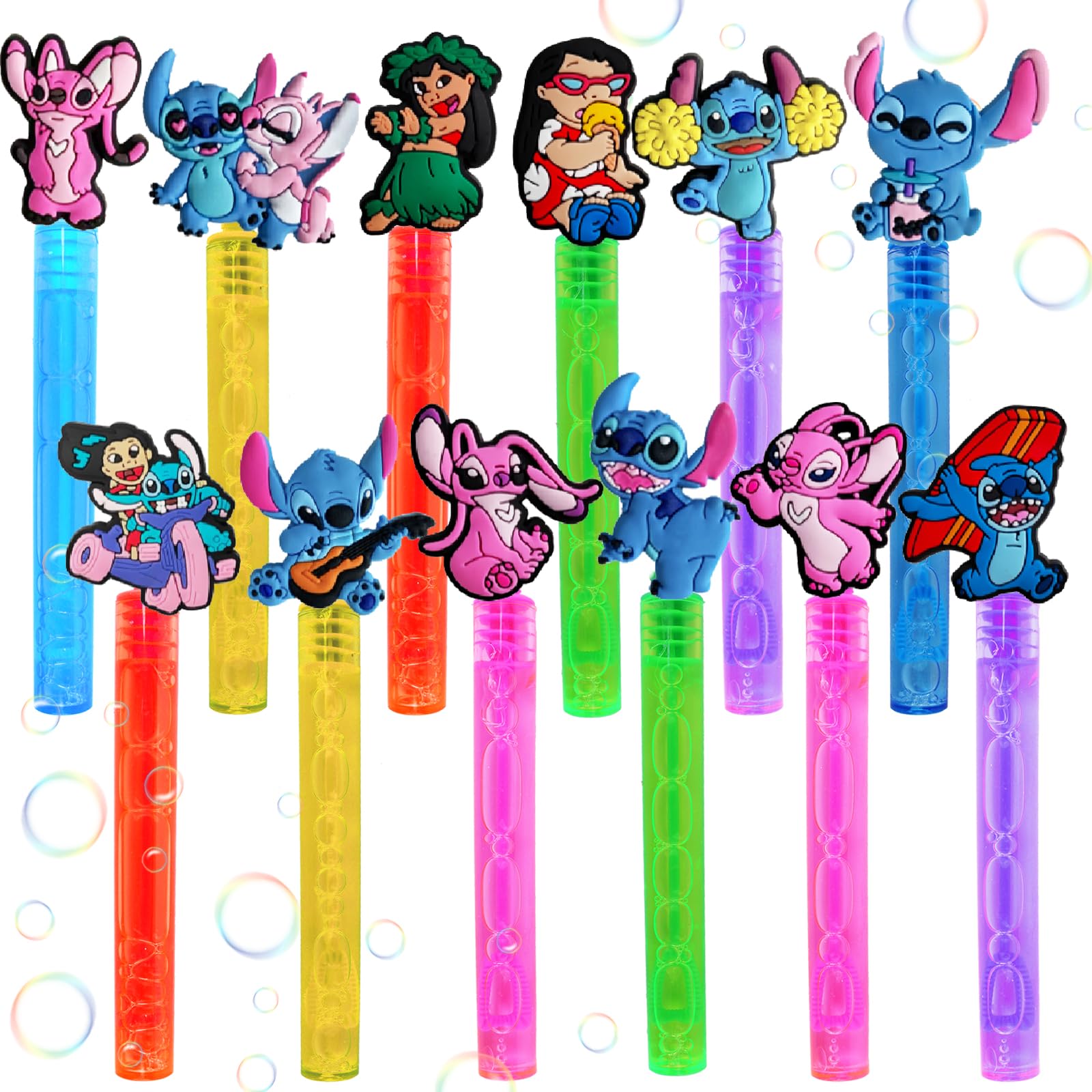 24 Piece Stitch Bubble Wand for Kids(12 Style),Cute Stitch Bubble Wand Great for Stitch Theme Birthday Party Supplies