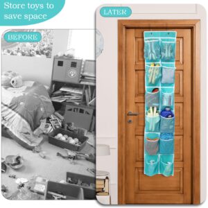 GOMAJI Over the Door Hanging Shoe Organizer, 12 Pockets, Turquoise