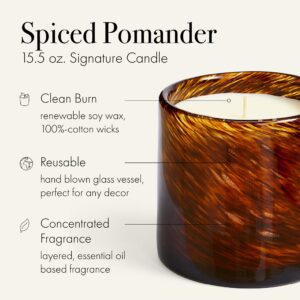 LAFCO New York 2024 Holiday Signature Candle, Spiced Pomander - 15.5 oz - 90-Hour Burn Time - Reusable, Hand Blown Glass Vessel - Made in The USA