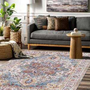 METAHOTS 8x10 Area Rugs for Bedroom, Washable Large Area Rugs Non-Slip and Non-Shedding, Boho & Vintage Area Rug for Living Room, Kitchen, Dining Room