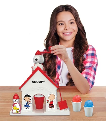 Snoopy SNO-Cone Machine, Snow Cone Shaved Ice Maker Ice Shaver, Snoopy House Shaped Shaved Ice Maker Comes with Fruit Punch Flavor Packet, Ages 6 and Up