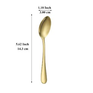 ReaNea Gold Teaspoons Set of 12, Stainless Steel Dessert Spoons, Coffee Spoon, Stirring Spoon, Latte Spoon for Home, Restaurant, Hotel, Wedding, Event, Parties