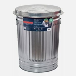 Generic 31 Gallon Galvanized Steel Round Metal Household Trash Can with Lid, Grey