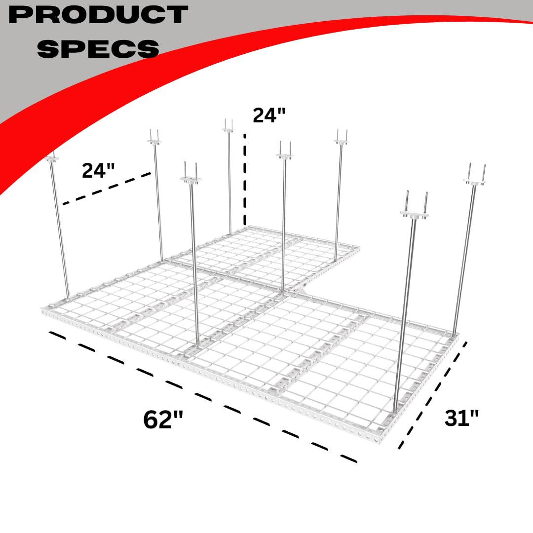 DURA-LIFT Elevate Adjustable Height Overhead Garage Door Ceiling Triple L Shaped Platform (31 in. W x 93 in D)