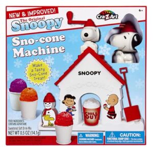 Snoopy SNO-Cone Machine, Snow Cone Shaved Ice Maker Ice Shaver, Snoopy House Shaped Shaved Ice Maker Comes with Fruit Punch Flavor Packet, Ages 6 and Up