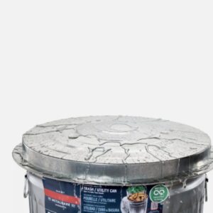 Generic 31 Gallon Galvanized Steel Round Metal Household Trash Can with Lid, Grey