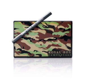 generic original camouflage royal box black 8 compartment snuff wallet box with built in 3"" metal alloy straw