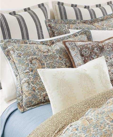 Lauren Ralph Lauren Riley Paisley Brown Blue Grey Full Queen 3 pc Duvet Set Shams (Queen (U.S. Standard))