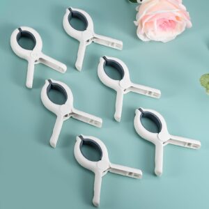 PLMMOUT 12 Pack Beach Towel Clips,Beach Chair Towel Clips for Chairs Cruise,Beach Chair Clips for Towels,Large Plastic Clothespins Heavy Duty,Beach Towel Clamps for Pool Chairs,Strong Grip (White)