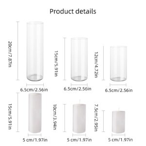 Set of 12 White Pillar Candles with Glass Cylinder Vases Clear Hurricane Glass Candle Holders for Centerpieces Ideal for Weddings Parties and Decor Sandraheer