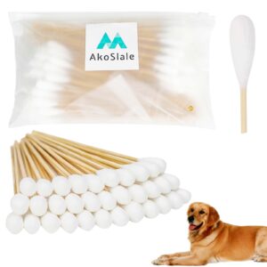 akoslale large q tips for dog ear cleaning, 100pcs, 7 inch bamboo long cotton swabs, biodegradable large cotton swabs for pets, ears, and precision cleaning